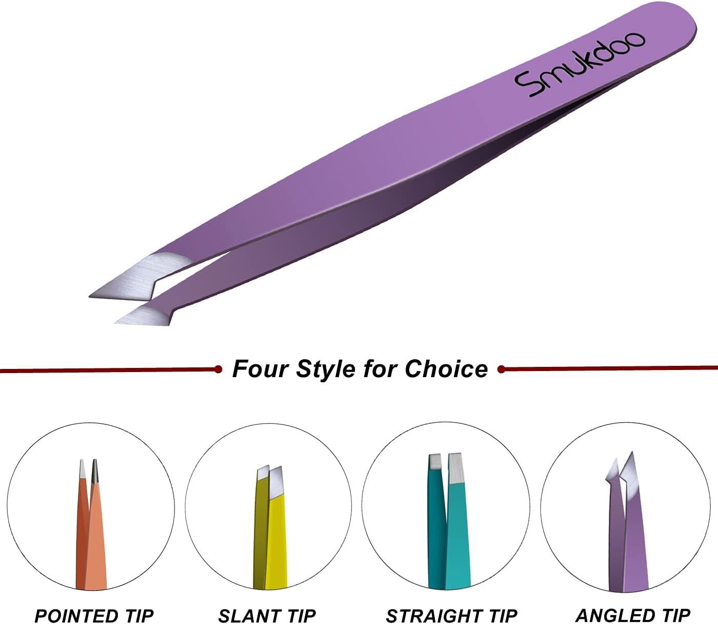 Smukdoo Professional 4 Piece Eyebrow Tweezers Set for Ingrown Hair ...