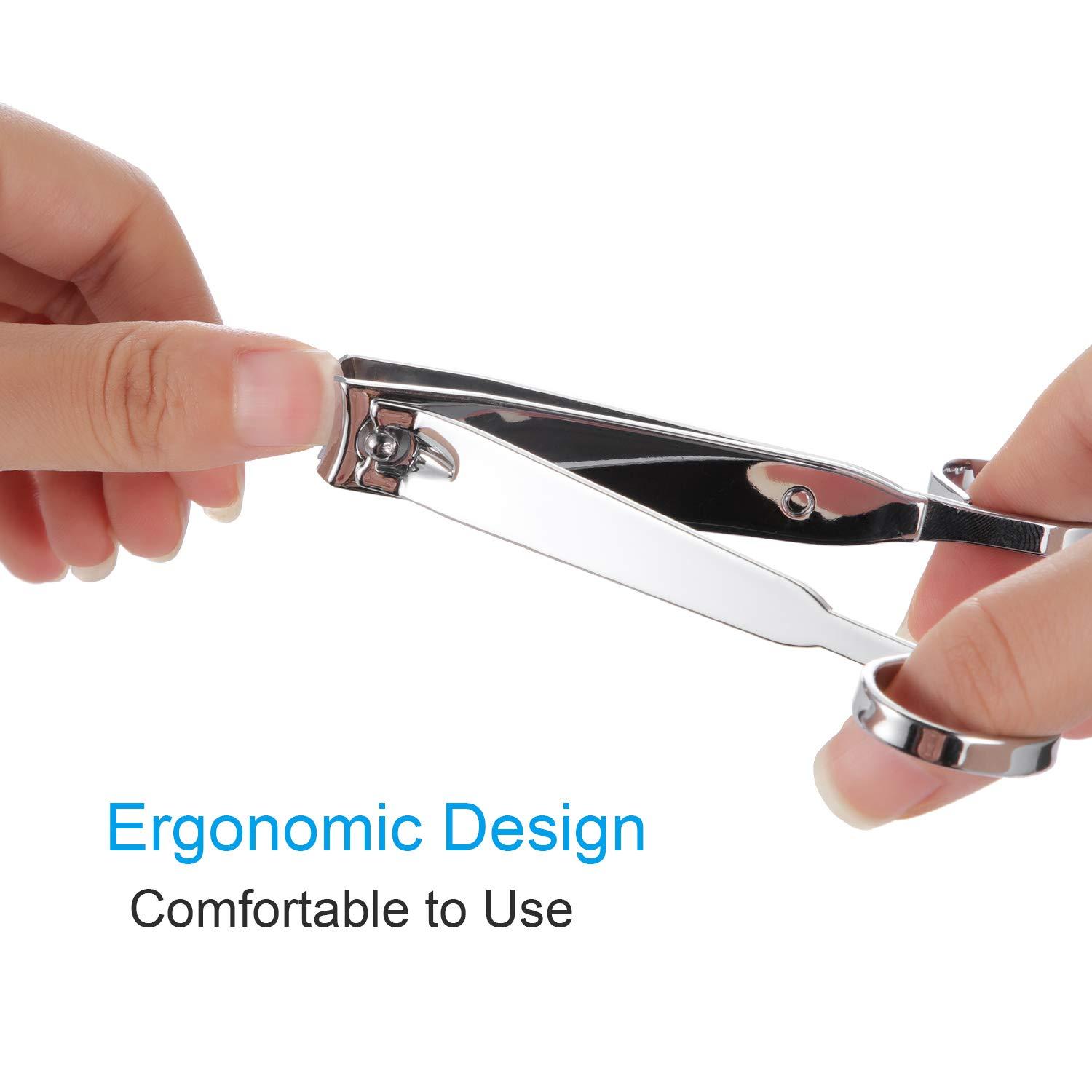 4 Pack EZ Grip Nail Clippers Set - 360-Degree Rotating Head, Stainless ...