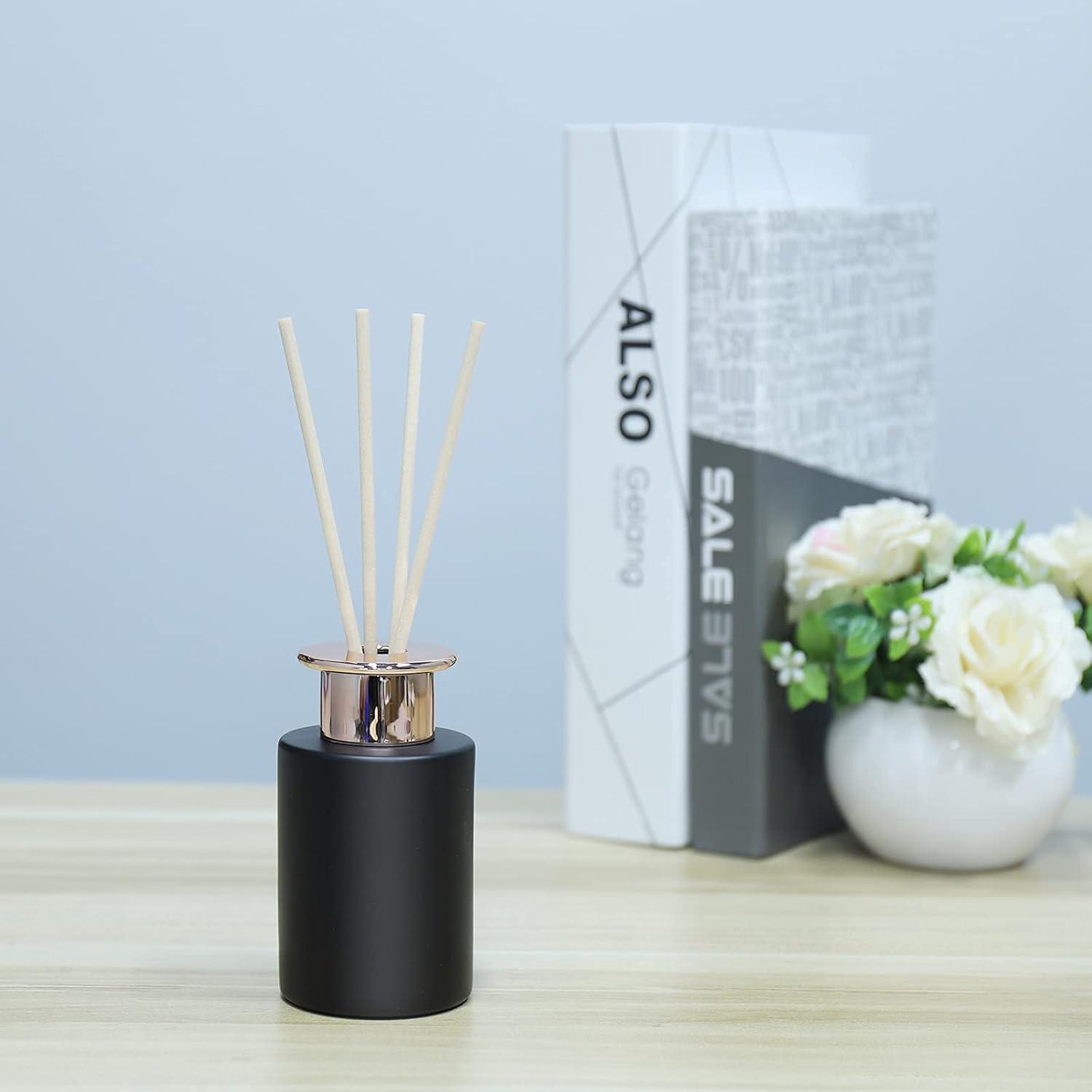 Jizzu Glass Diffuser Bottles - 4PC 100ml Black Reed Diffuser Set with ...