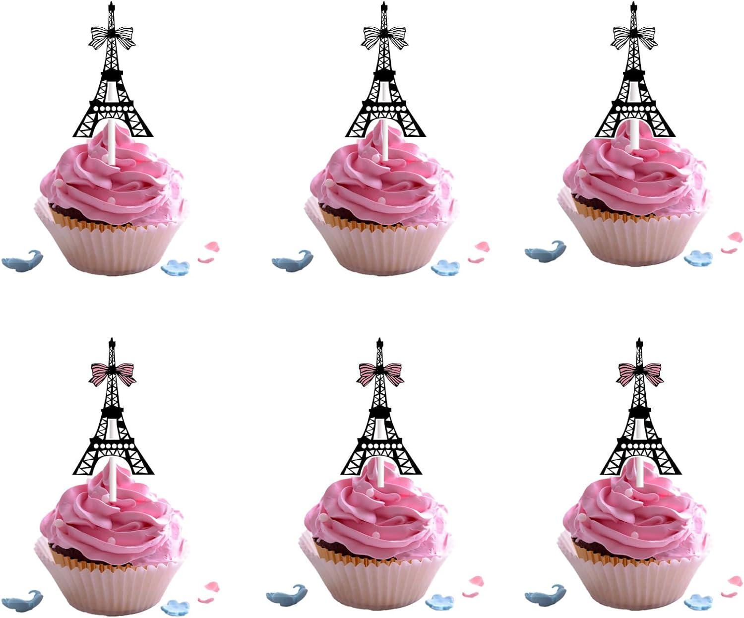 18pcs Eiffel Tower Cupcake Toppers for Girl Lady Women Paris Party ...