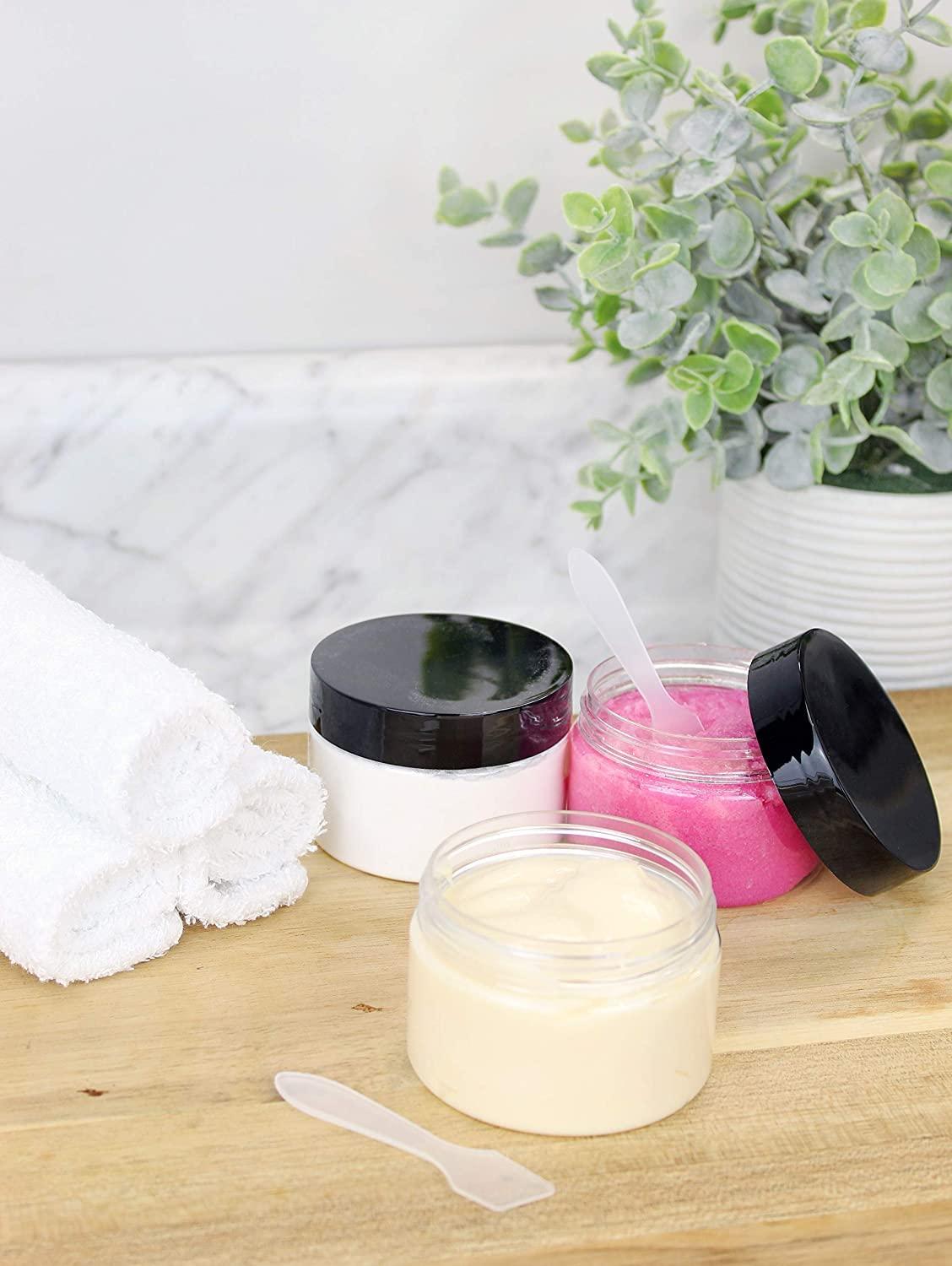 24-Pack Cornucopia 4oz Clear Plastic Jars with Labels, Lids & Spatulas ...