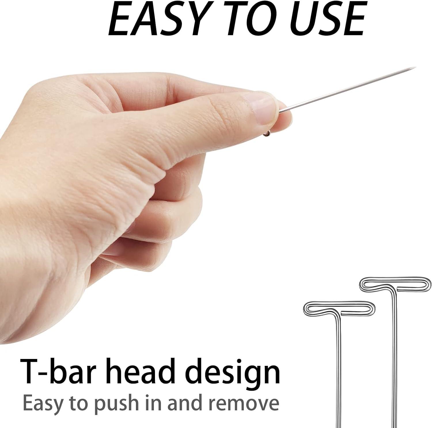 100 Pack 2 Inch Stainless Steel Wig T-Pins for Wigs - Sewing, Blocking, Office Wall - Includes ...