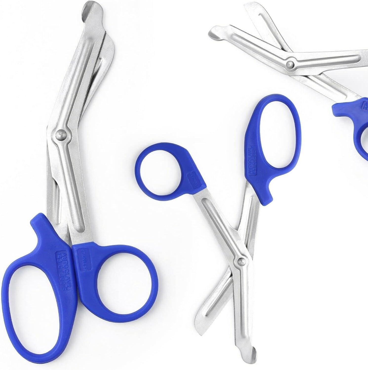 CE Certified Blue 7.5 inch Utility Bandage Tuff Cut Scissor - First Aid Nurse Paramedic Trauma ...