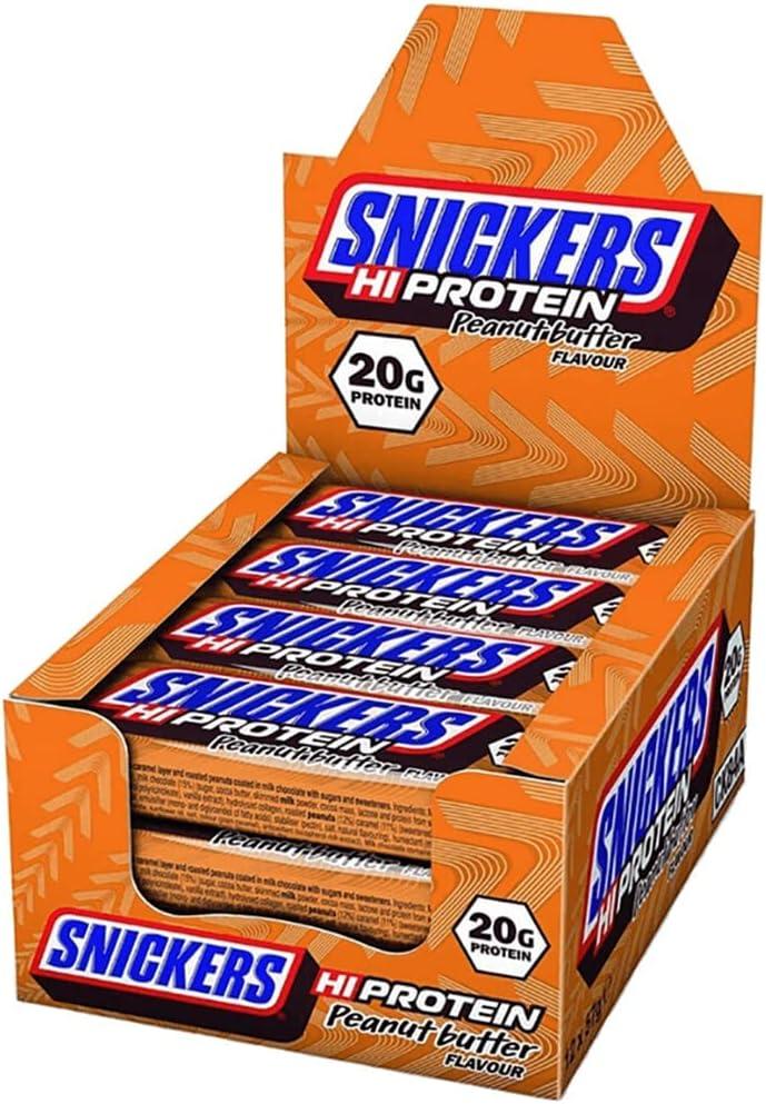 Snickers Hi Protein Peanut Butter Bar 12x57g - 20g Protein, Caramel ...