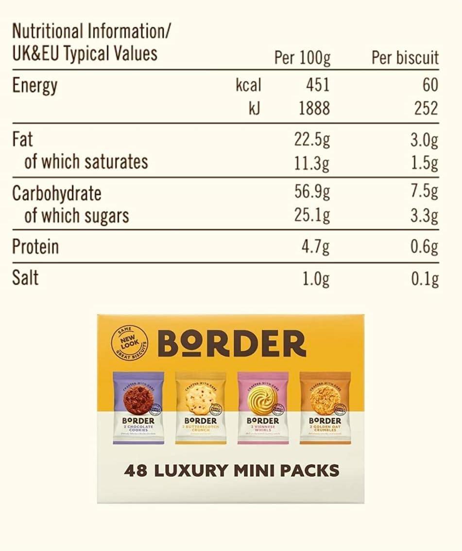Border Biscuits 48 Packs Mini Multipacks Biscuits Box 4 Flavour Variety ...