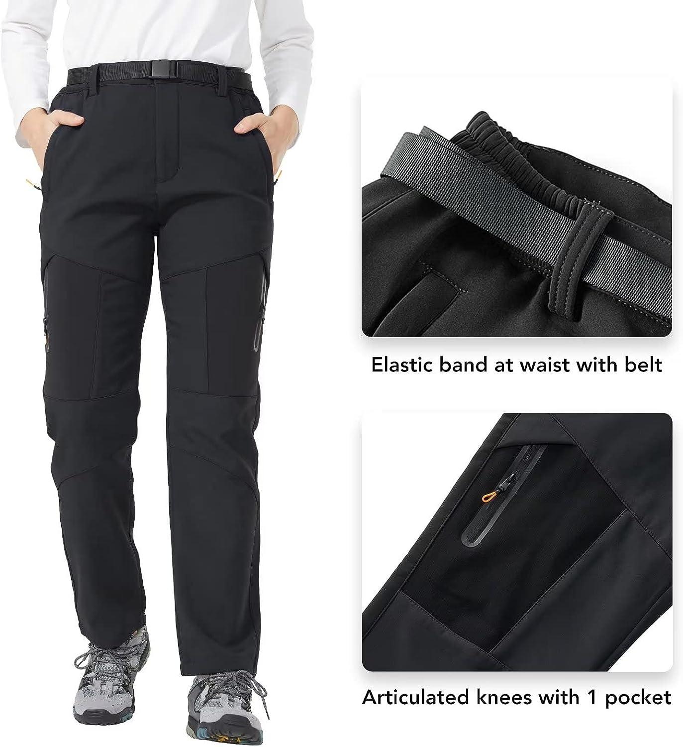 Monster Valley Women's Fleece Lined Waterproof Hiking Pants - Black ...