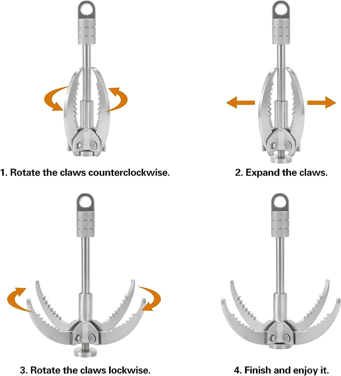 Large Folding Stainless Steel Grappling Hook for Outdoor Survival ...