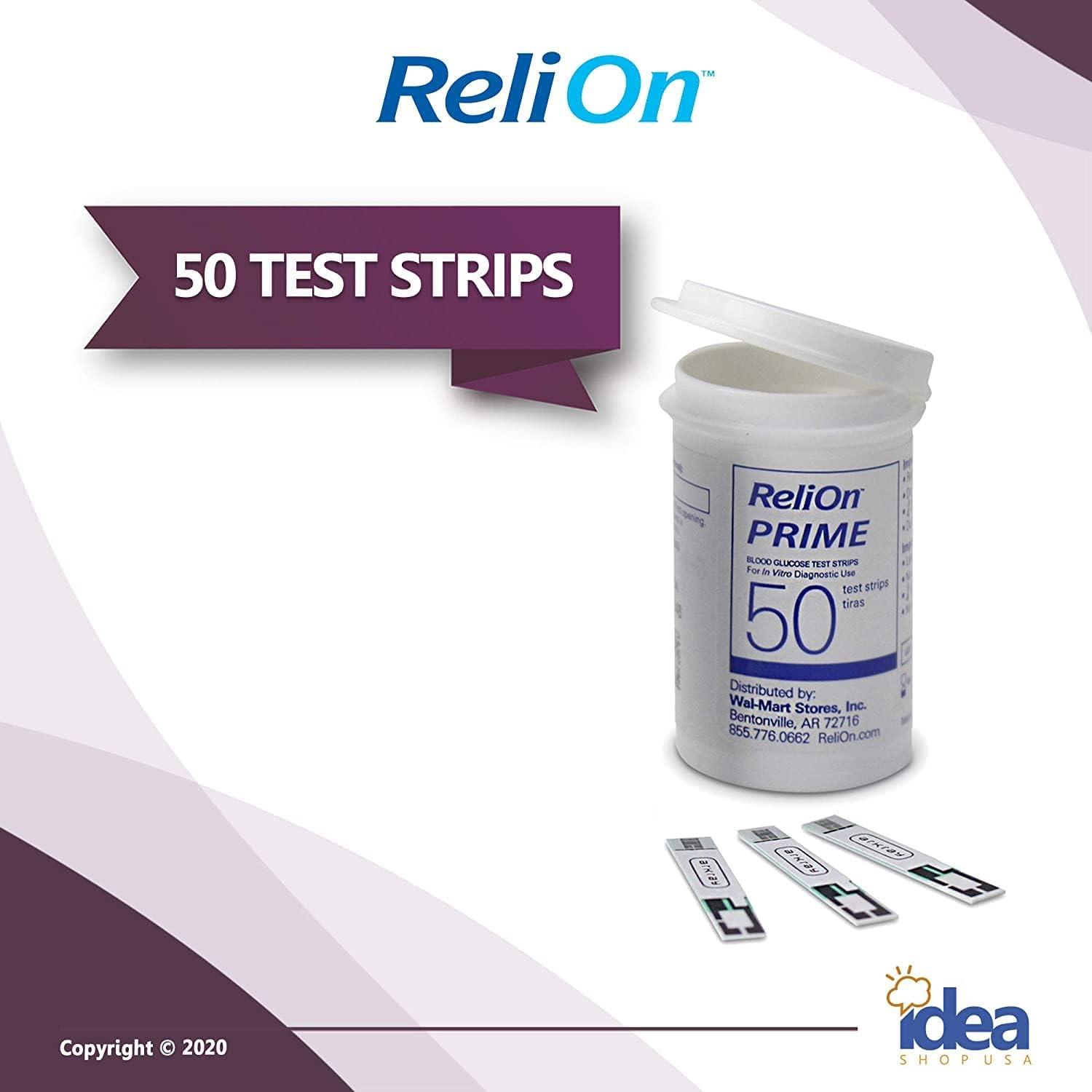 ReliOn Prime Blood Glucose Test Strips 50 Ct (2 Pack) Bundle ...