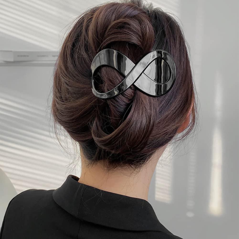 4 Pcs French Concord Flat Hair Clips - 3.35 Inch Curved Alligator Hair ...