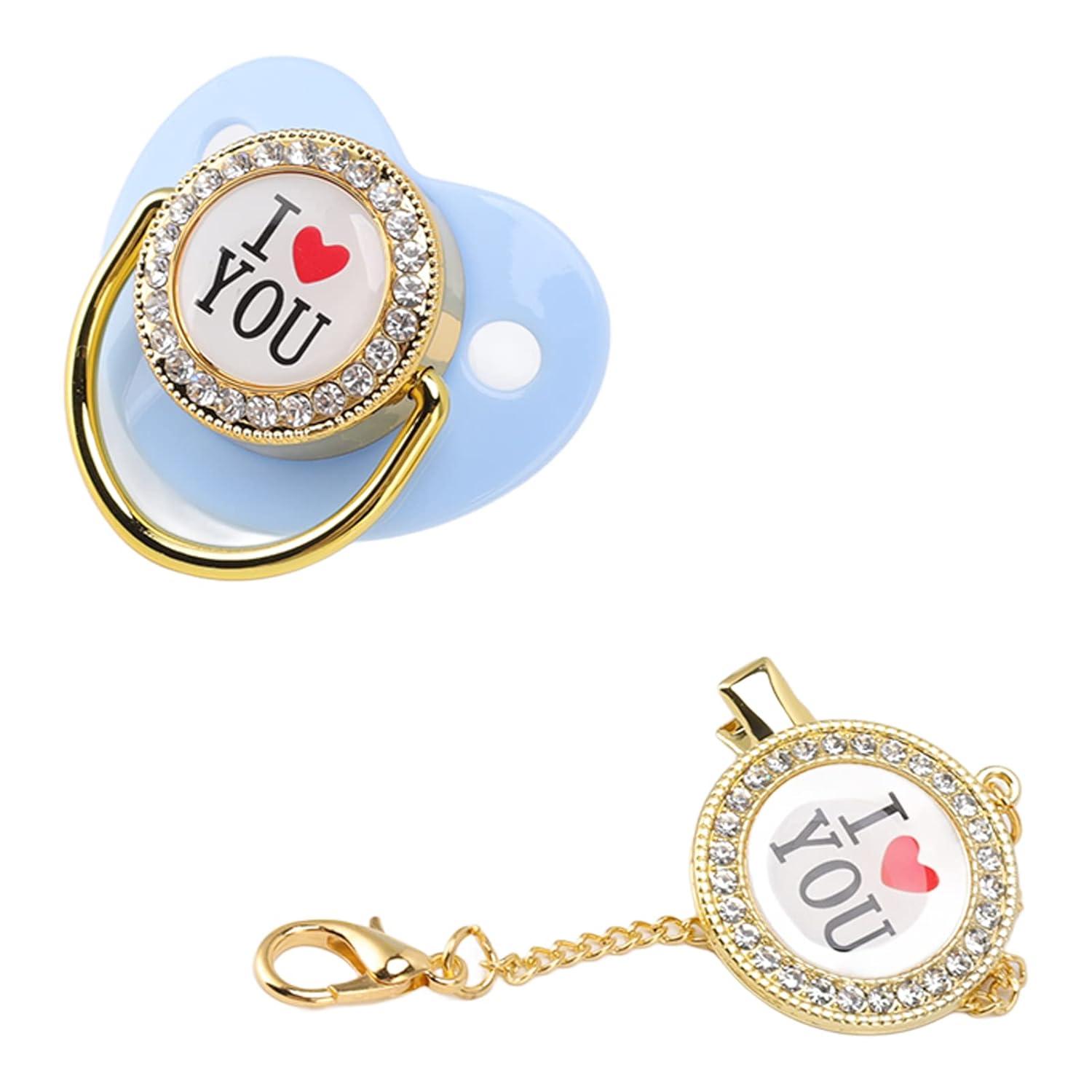 Bling Baby Pacifier Set - Healthy Safe & Stylish I Love You Design for ...