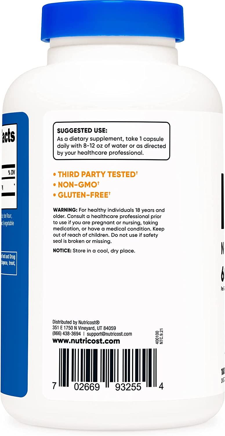 Nutricost N-Acetyl L-Cysteine (NAC) 600mg - 180 Capsules | Non-GMO, Gluten Free | Buy Now with ...