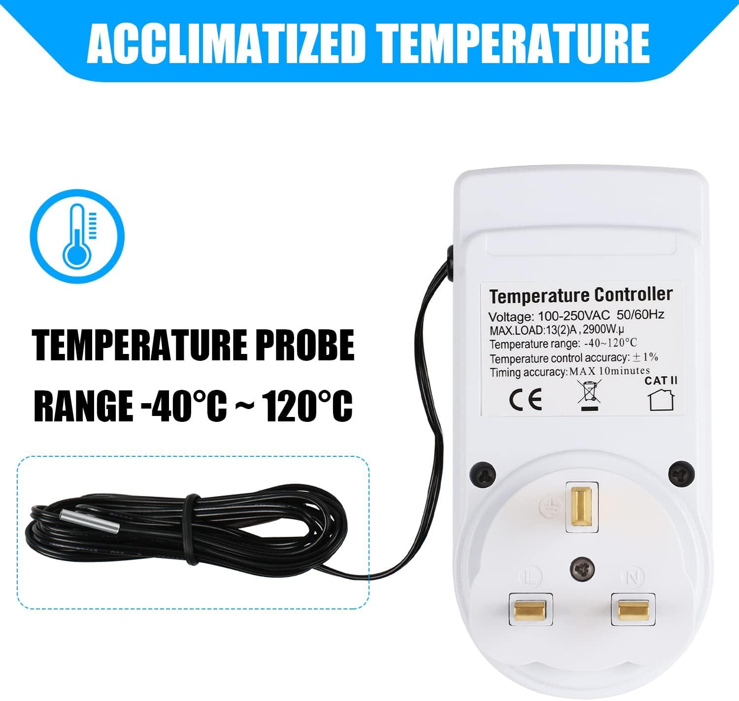 Digital Thermostat Temperature Controller Socket Outlet 230V LCD Screen ...