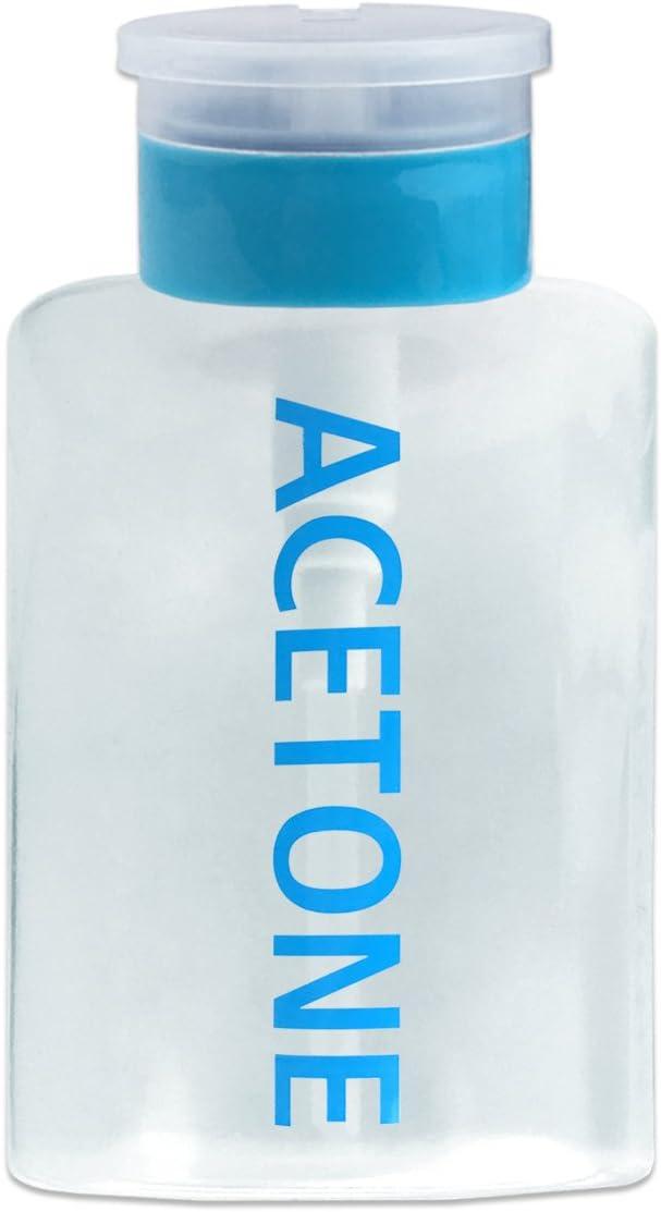 Beauticom 9 Oz Blue Push Down Acetone Labeled Empty Bottle Dispenser ...