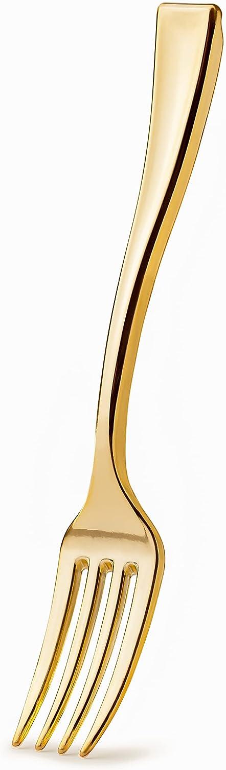 80 Count Plastic Mini Gold Tasting Forks - Perfect for Appetizers ...
