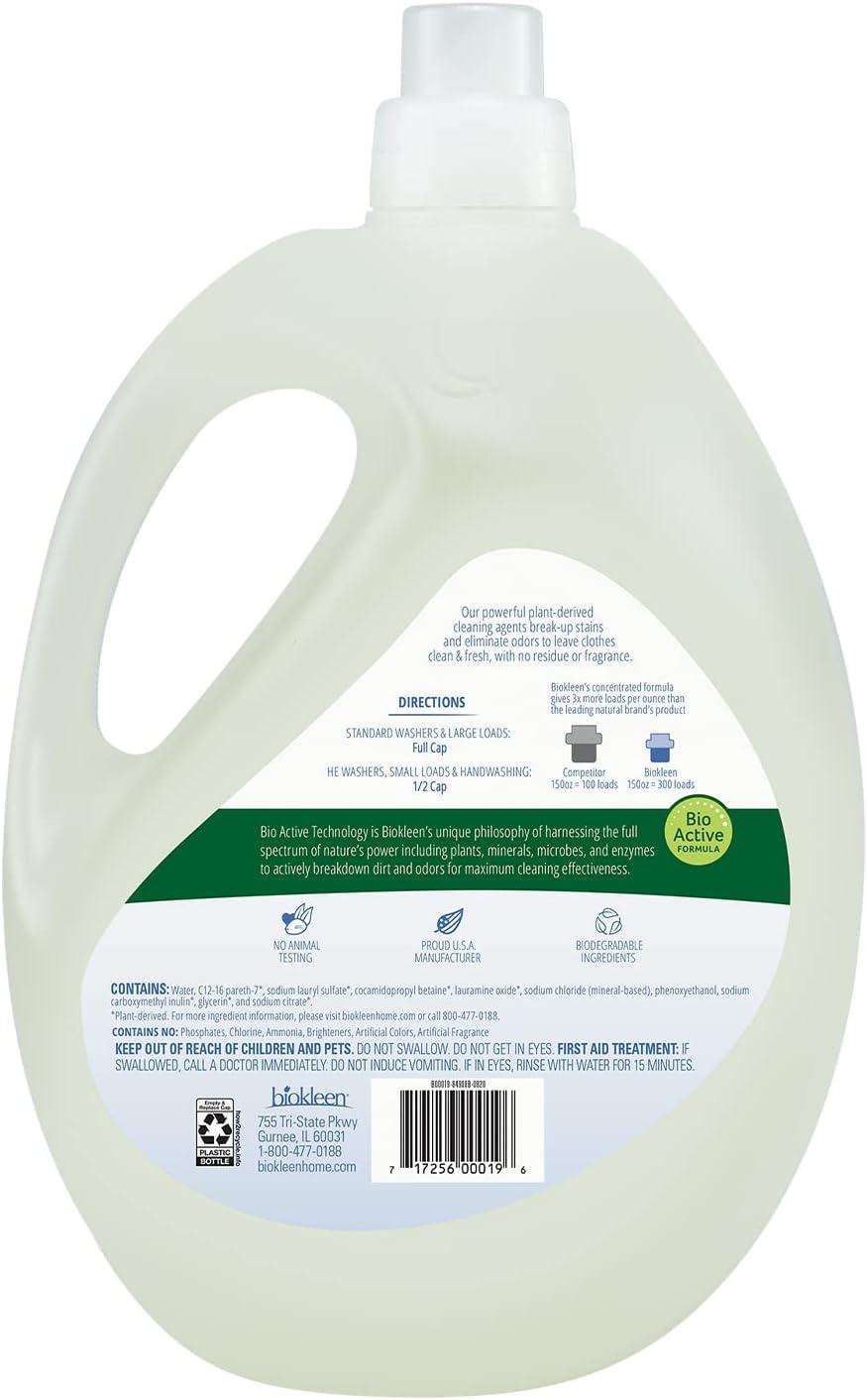 Biokleen Free & Clear Natural Liquid Laundry Detergent - Plant-Based ...