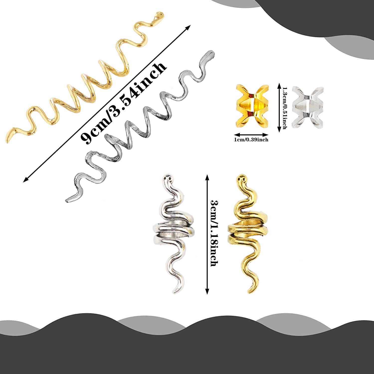 Naiska 20PCS Loc Snake Hair Jewelry for Women & Men - Gold & Silver ...