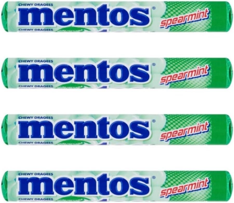 Mentos Spearmint Rolls 37.5g (Pack of 4) Multipack Chewy Dragees ...
