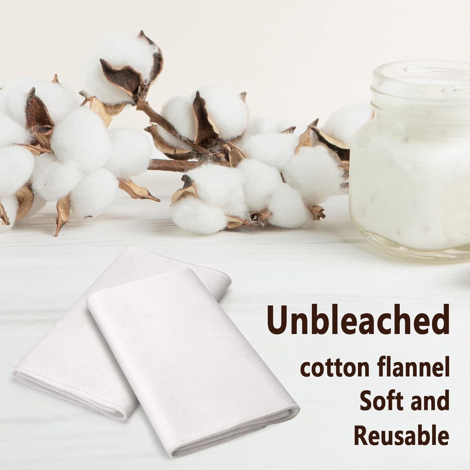 2PCS Reusable Unbleached Cotton Flannel Cloths for Castor Oil Packs ...