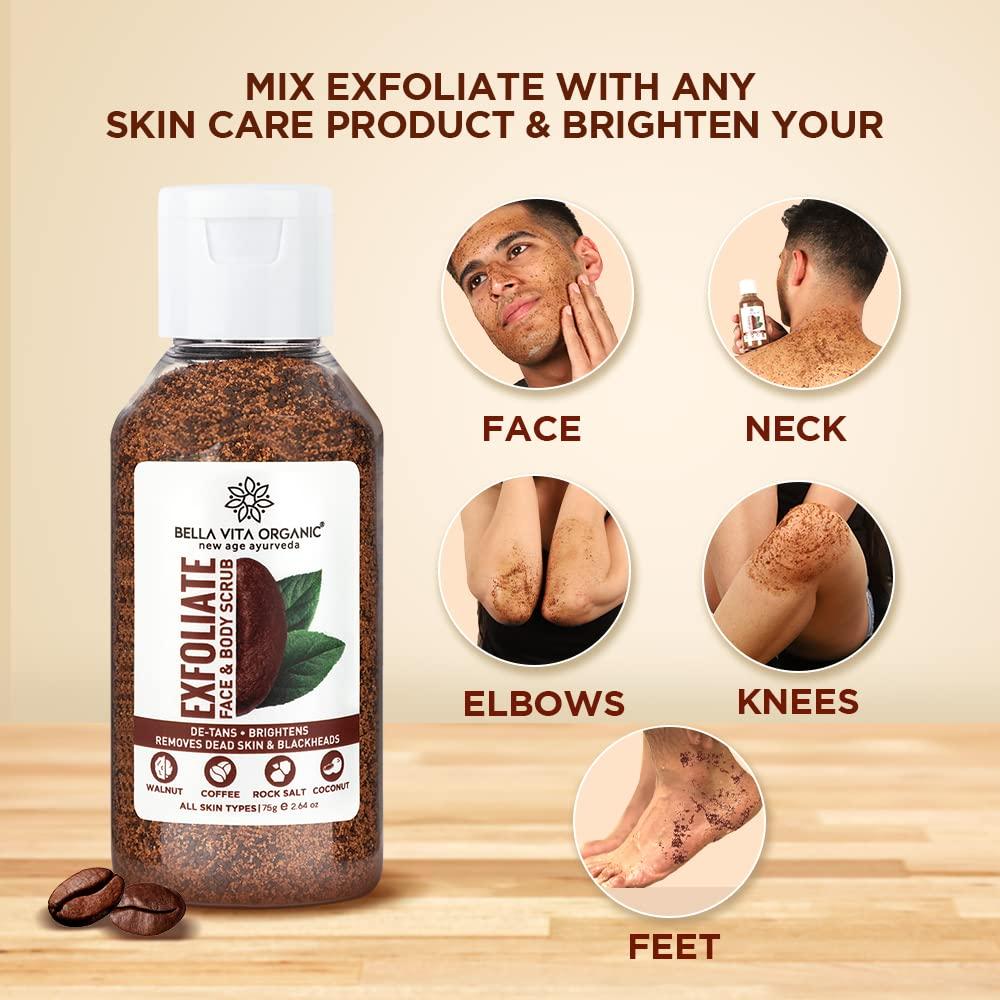 Bella Vita Organic Coffee Scrub for Face & Body - De Tan & Blackhead ...