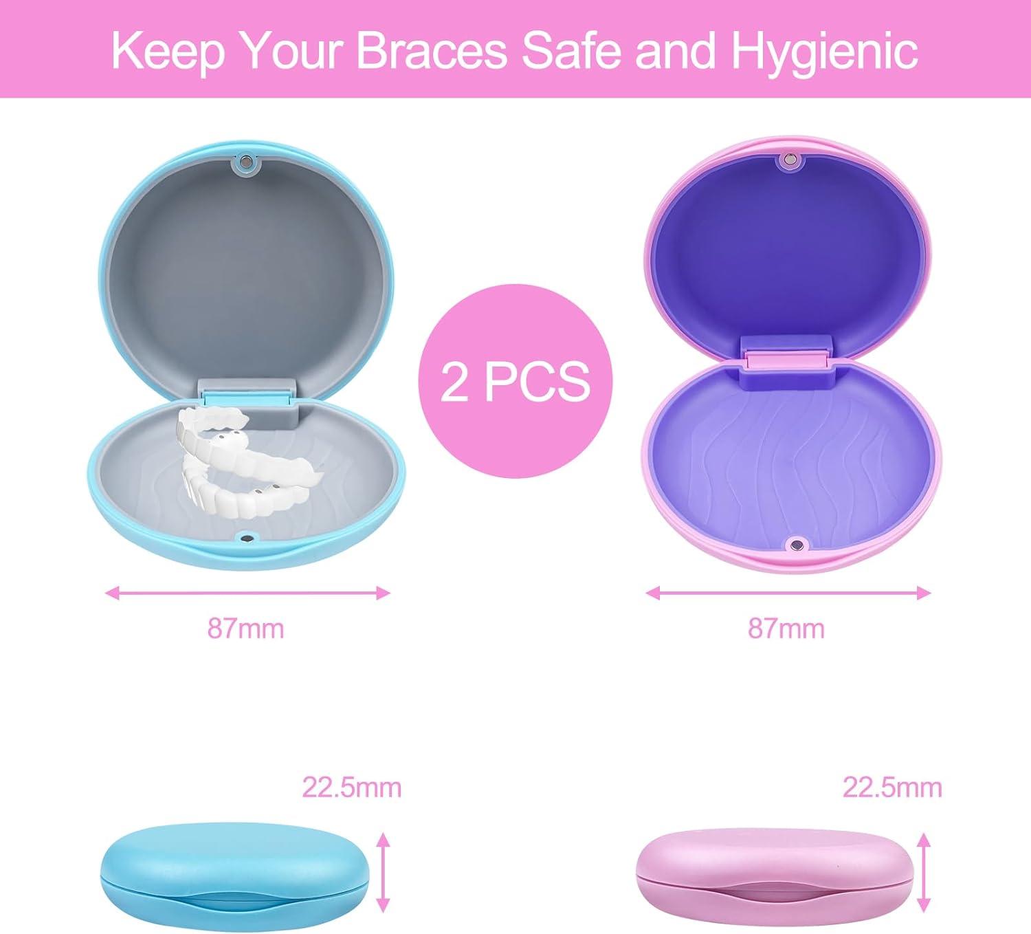 Avesteir 2-Piece Dental Braces Box Set - Stylish Pink & Light Blue ...