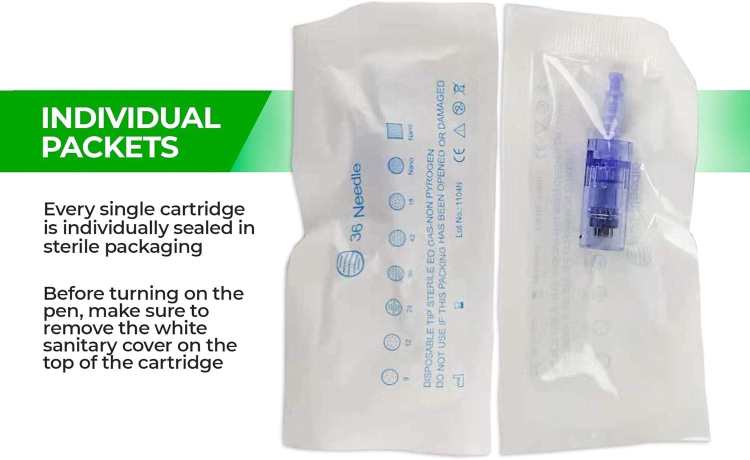 Dr. Pen Ultima A6 Replacement Cartridges - (20 PACK) - 36 Pins Bayonet ...