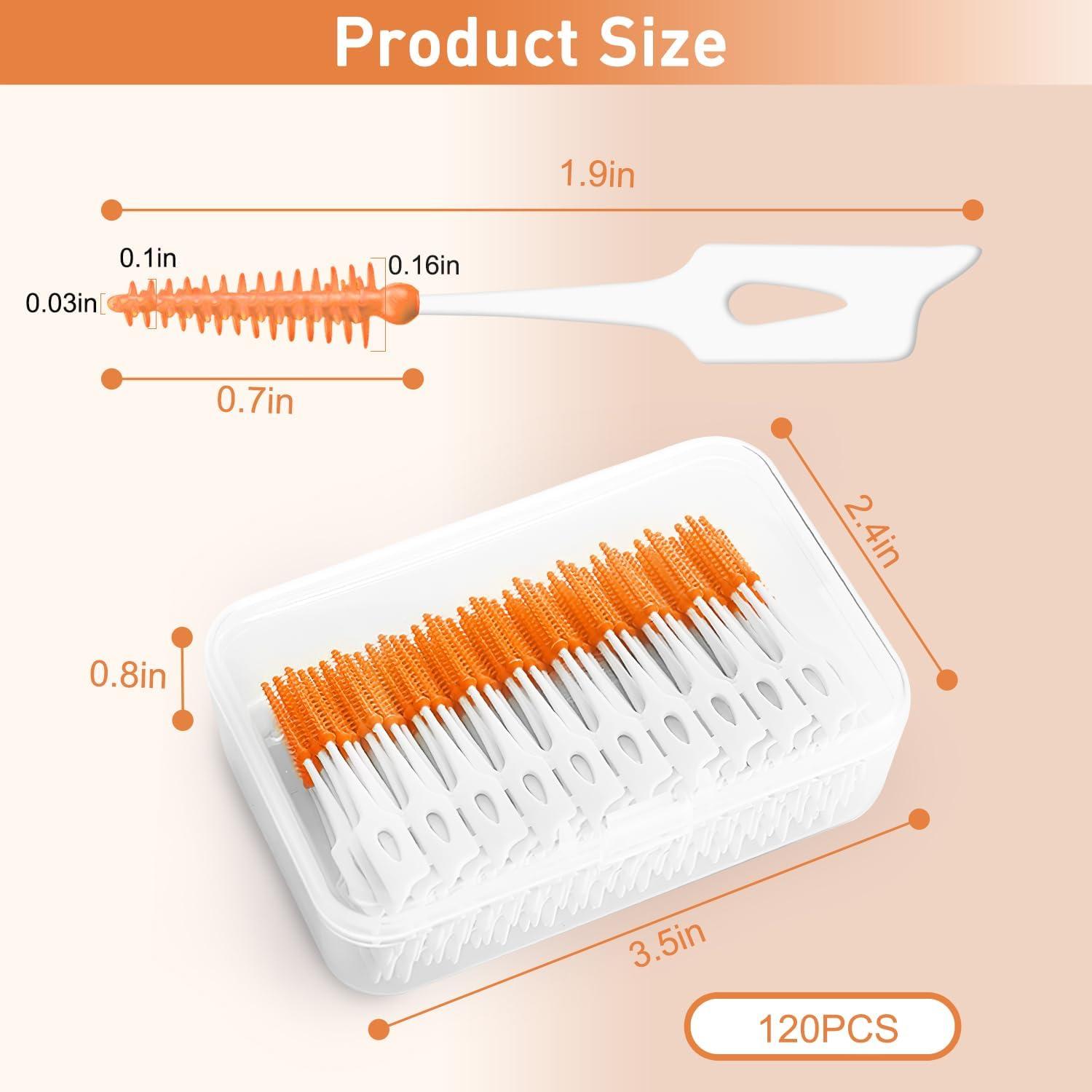 Dual-Use Interdental Brushes & Silicone Tooth Floss Picks - 120 Pack ...
