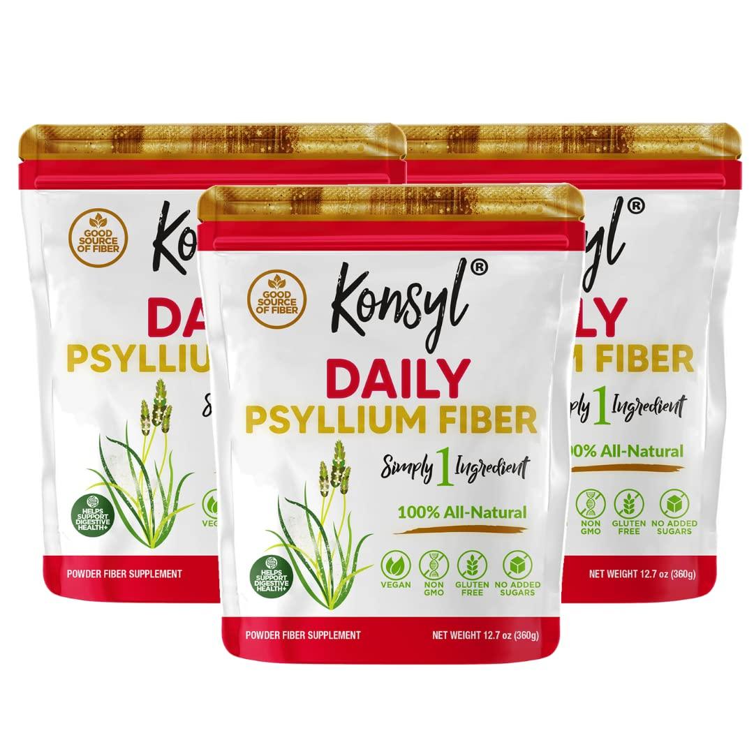 Konsyl Daily Psyllium Fiber 3 Pack - 360g Gusset Bag | Gluten Free, Non ...