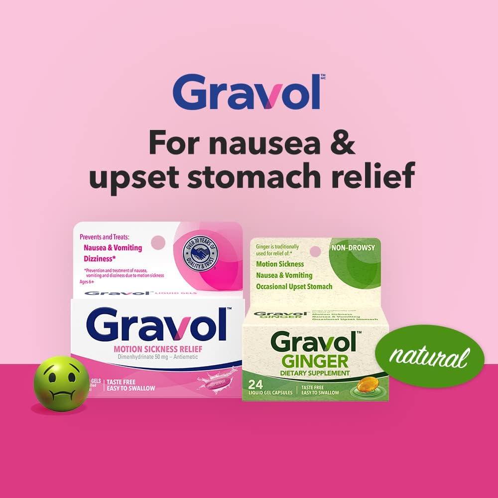 Gravol Liquid Gels 50mg - Motion Sickness Prevention & Relief - 8ct ...