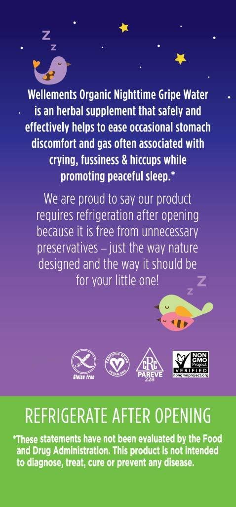 Wellements Organic Nighttime Gripe Water - 4 Fl Oz | Relieves Baby's ...