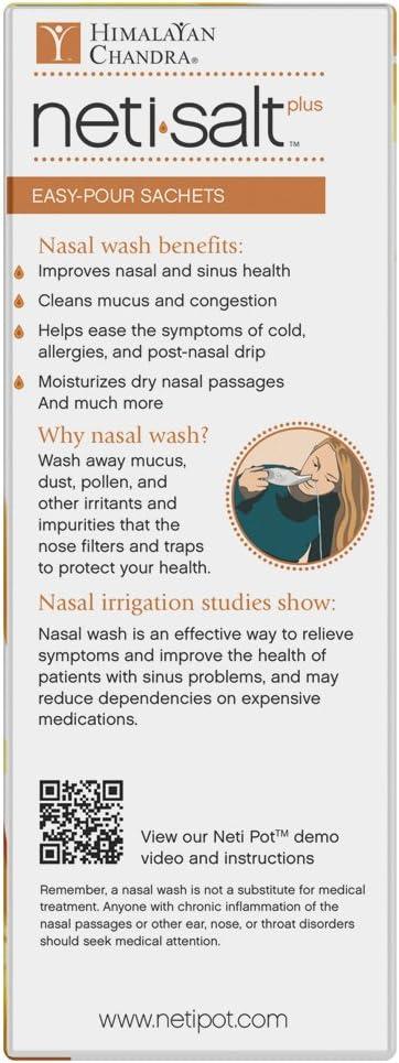 Himalayan Chandra Neti Salt Plus Refill Sachet 60ct - Nasal Wash Salt ...