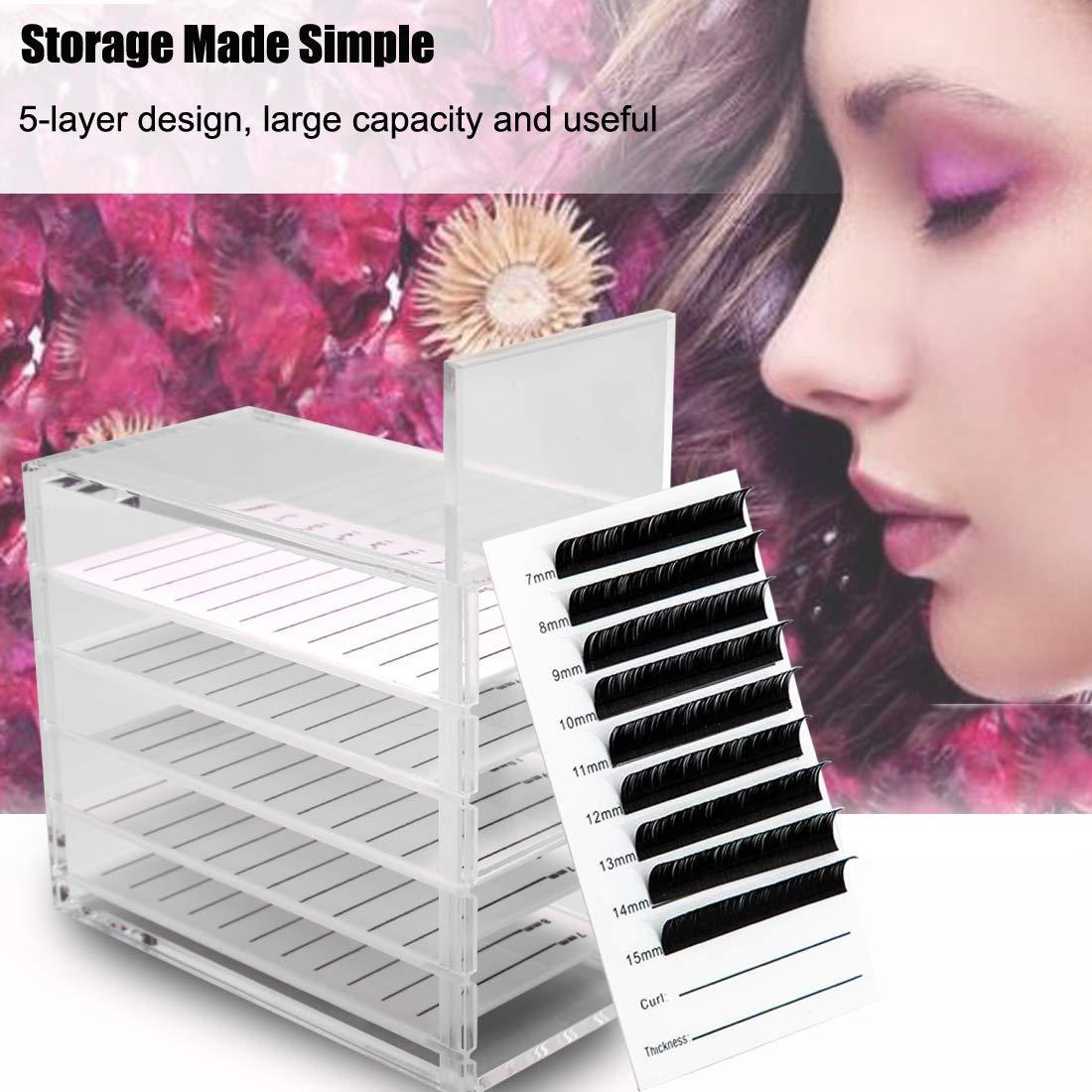 5 Layer Clear Acrylic Eyelash Storage Box False Eyelash Case Lash ...