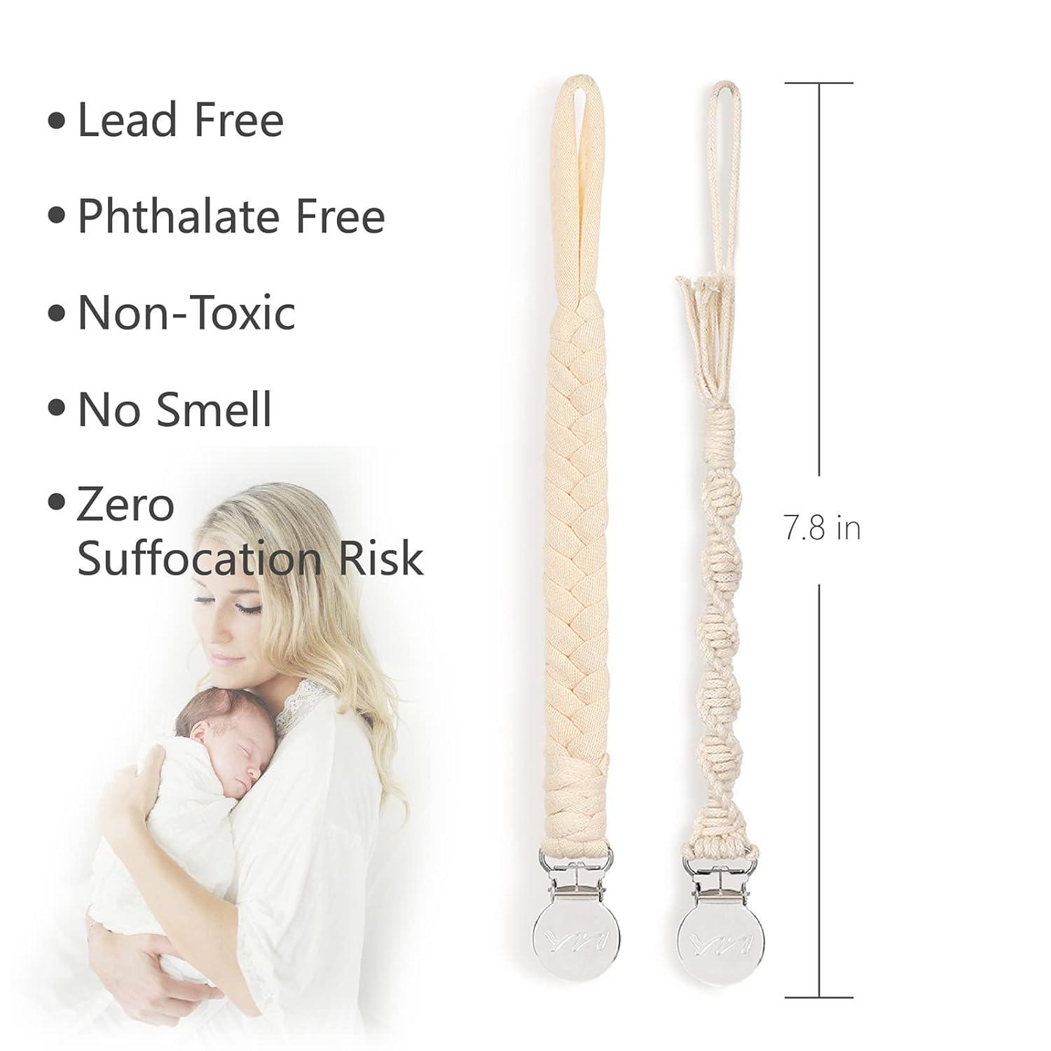 YMVV Modern Pacifier Clips 5 Pack - Handmade Braided Rope, Unisex ...