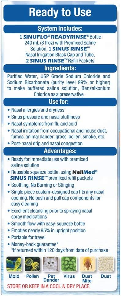 NeilMed SinuFlo Ready Rinse 8 fl oz - Pack of 1 | Nasal Rinse Solution ...