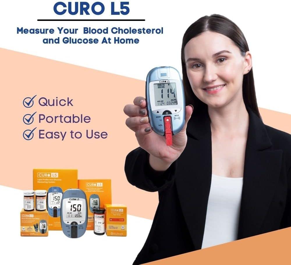 Home Cholesterol and Glucose Self Test Kit with 10 Total Cholesterol ...