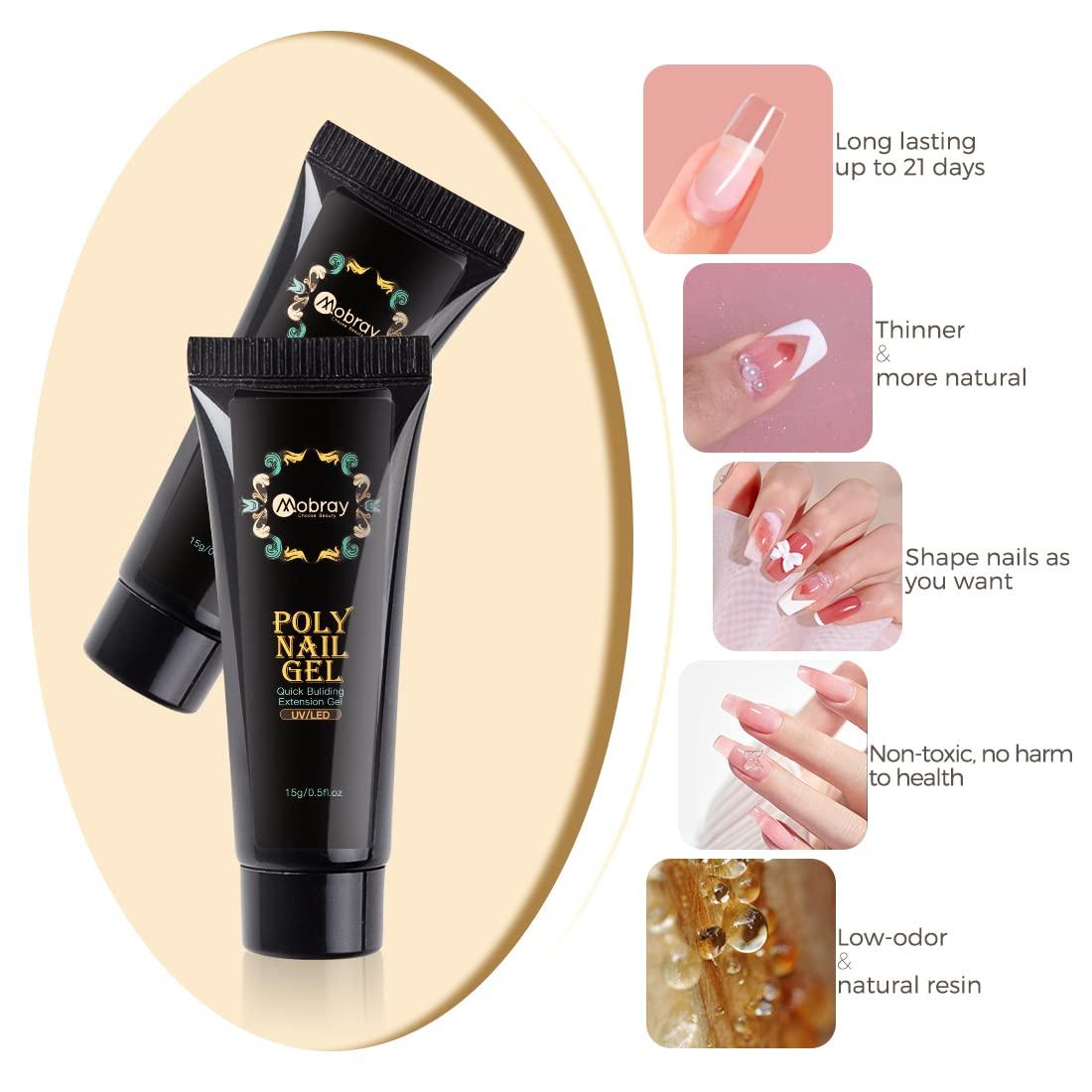 Mobray Poly Gel Nail Kit - 6 Color Builder Gel Trial Set for Easy At ...
