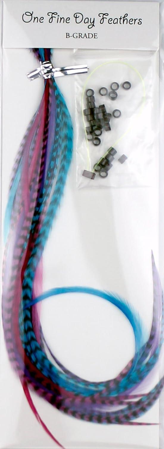 20 Long Natural Feather Hair Extensions with Rings & Application Loop ...