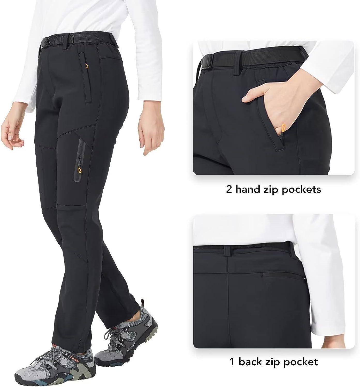 Monster Valley Women's Fleece Lined Waterproof Hiking Pants - Black ...