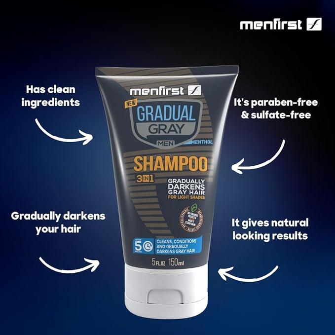 MENFIRST - Gradual Gray Shampoo - Hair Darkening Shampoo - Reverse Gray ...