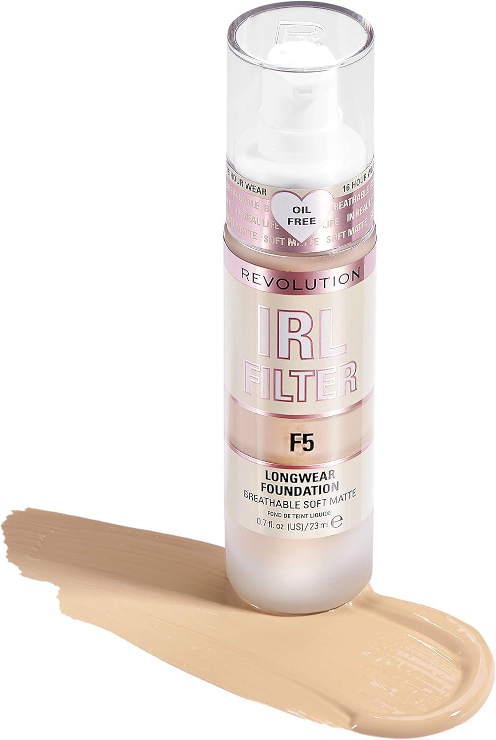 Makeup Revolution IRL Filter Longwear Foundation F5 Fair To Light Skin Tones 23ml - Matte Finish ...