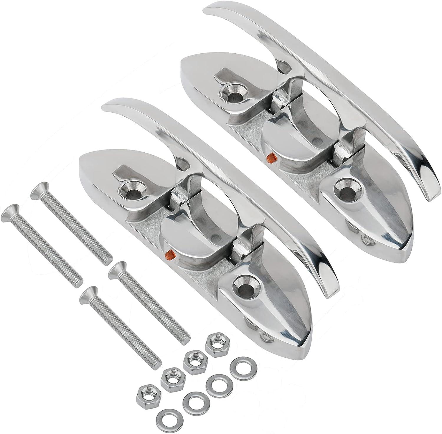 RealPlus 6 Inch Boat Folding Cleat - 316 Stainless Steel - Flip-up Dock ...