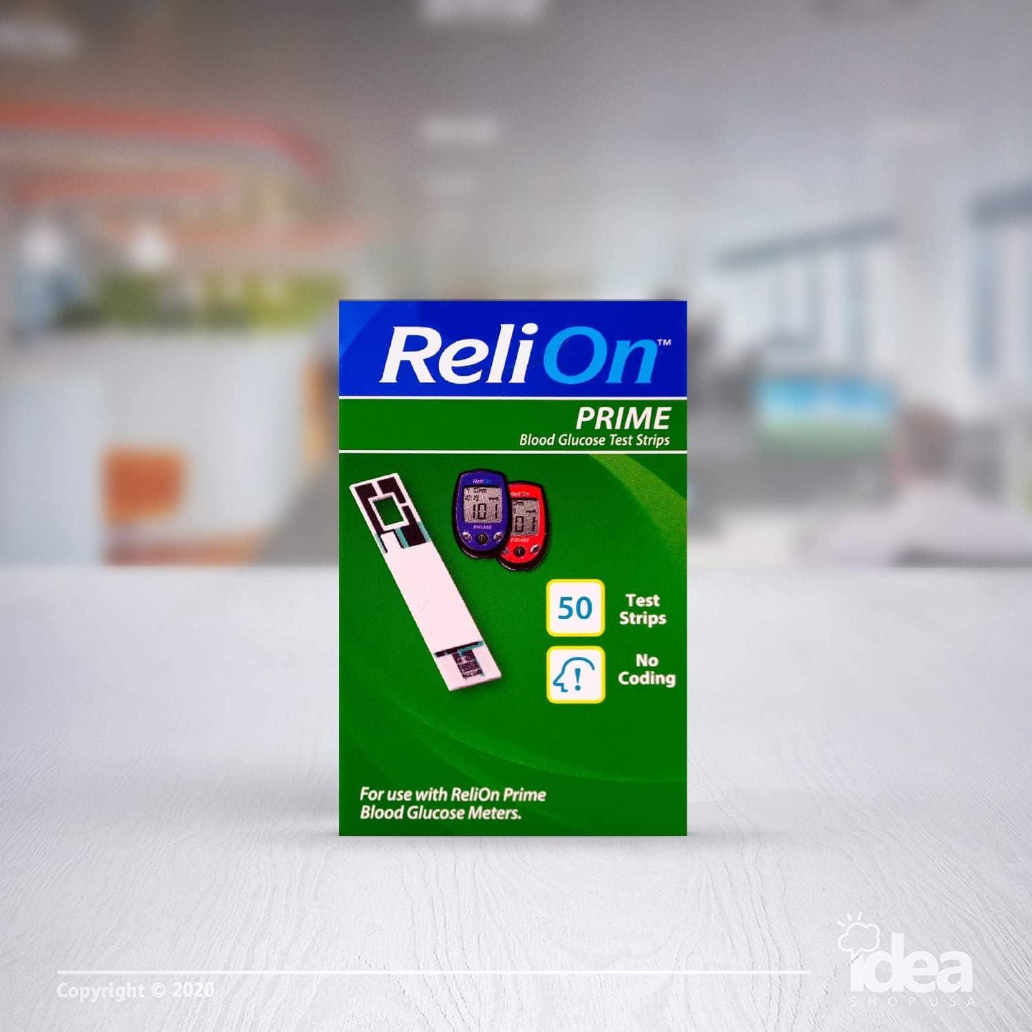 ReliOn Prime Blood Glucose Test Strips 50 Ct Bundle + Exclusive ...
