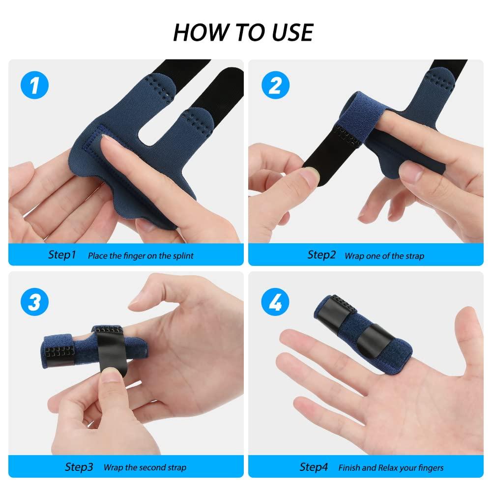 Echify Adjustable Finger Splints - 2-Pack Trigger Finger Orthosis with ...