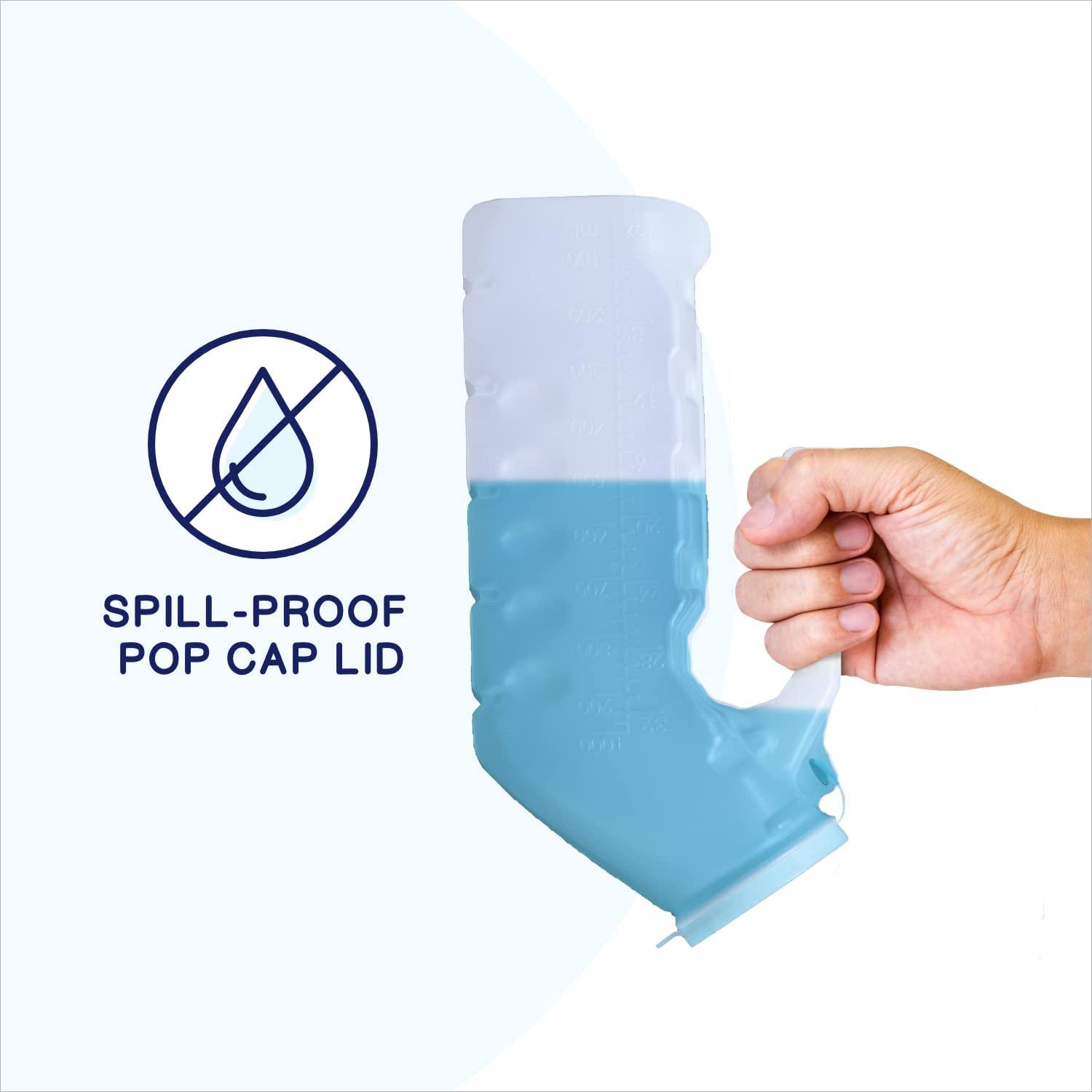 MedVance 1000ml Urinals for Men - Glow in The Dark Spill Proof Cap - 2 ...