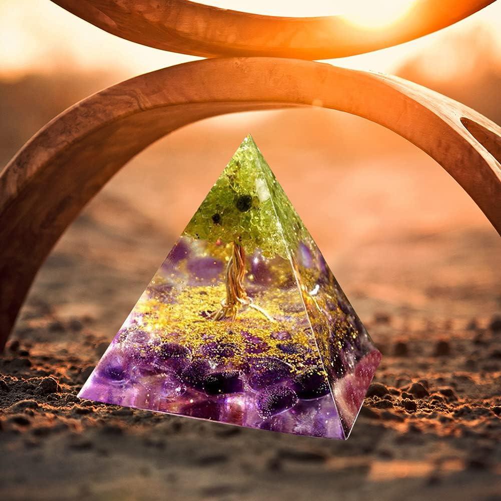 Vnst KWW Orgonite Pyramid Crystal - 6cm Amethyst Reiki Pyramid for ...