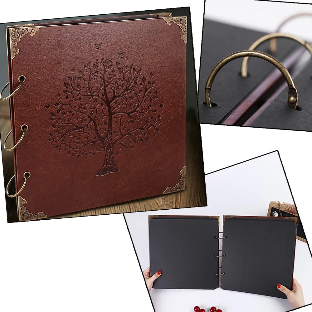 Vintage Leather DIY Scrapbook Album - 10x10 Inch, 50 Pages, Three-Ring ...