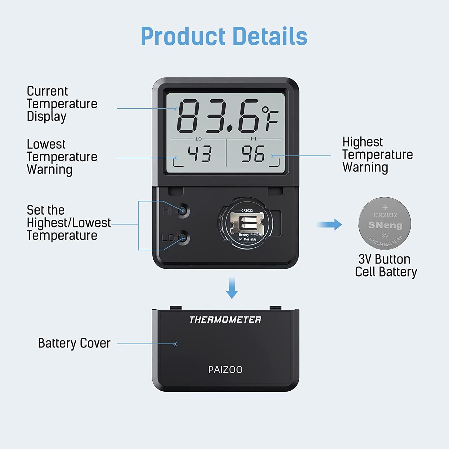 PAIZOO 5S Touch Screen Aquarium Thermometer - Accurate Temperature ...