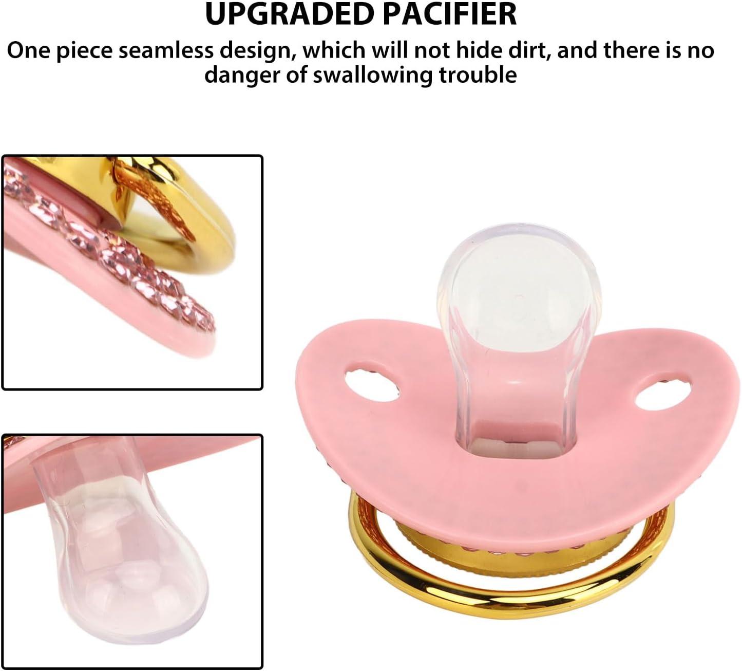 Personalized Silicone Baby Pacifier with Clip - Bling Rhinestone Design ...