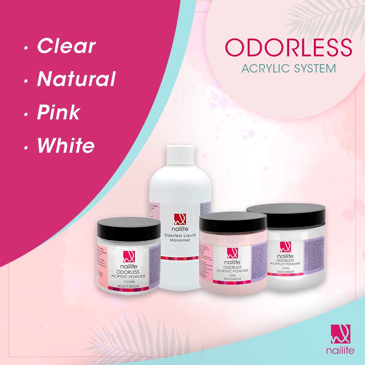 Nailite Odorless Liquid Monomer 8 Oz - Clear, Non-Yellowing, Non-Crack ...