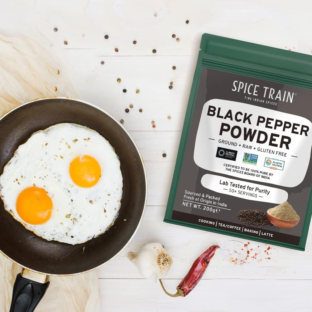 SPICE TRAIN Black Pepper Powder (200g/7oz) Gluten free 100% Raw Black ...
