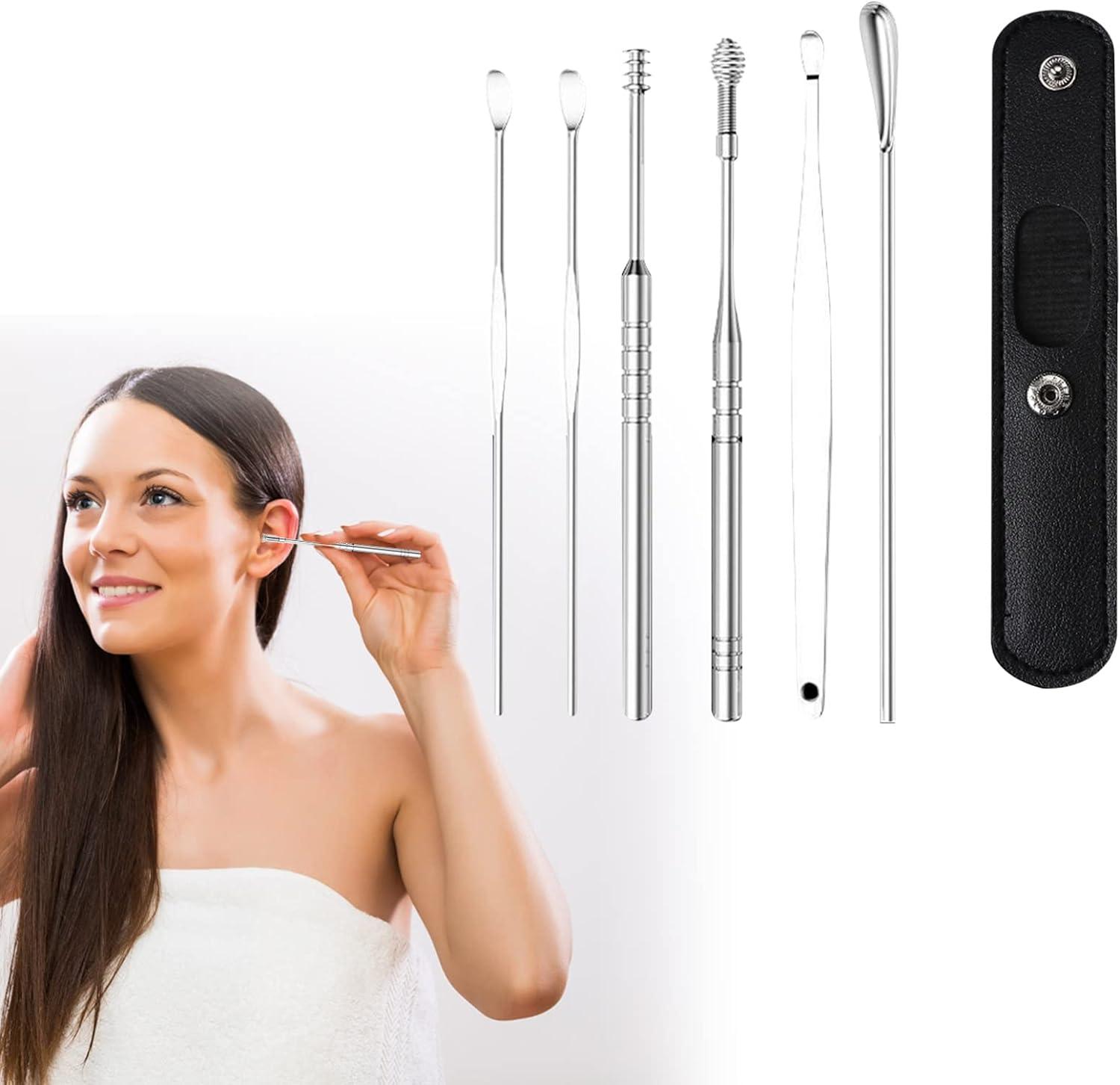 6-Piece Ear Cleaning Kit for Safe Earwax Removal - Stainless Steel Ear ...